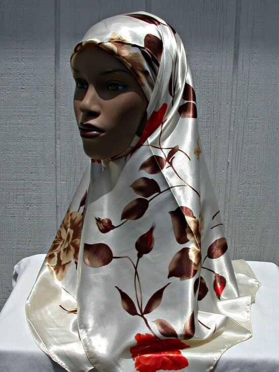 Square Hijab | Accessories | Red And Beige Square Fashion Scarf Muslim ...